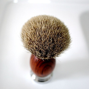CHARMMAN Best Badger Hair Bristles Shaving Brush, Premium Natural Red Pear Wood Handle+Heavy Duty Alloy Base