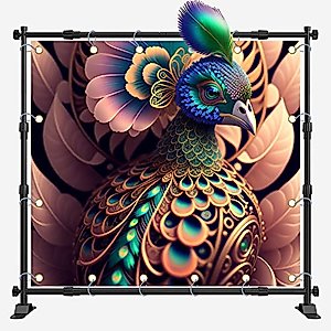 8'x8' Photo Backdrop Stand,Upgrade Heavy Duty Banner Stand Multifunctional Adjustable Telescopic Height and Width Photo Booth Banner,Reuse for Trade Show and Display Booth Exhibitor Background