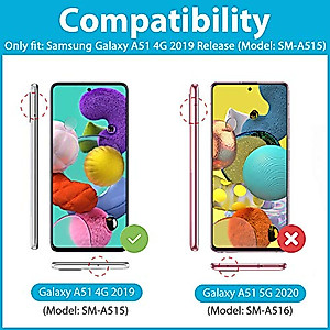 ProCase Galaxy A51 (4G Version) Case Clear 6.5" 2019 Released, Slim Lightweight Crystal Hybrid Bumper Cover, Shock-Proof, Anti-Slip Anti-Scratch Clear Case for Galaxy A51 4G Model SM-A515 –Clear