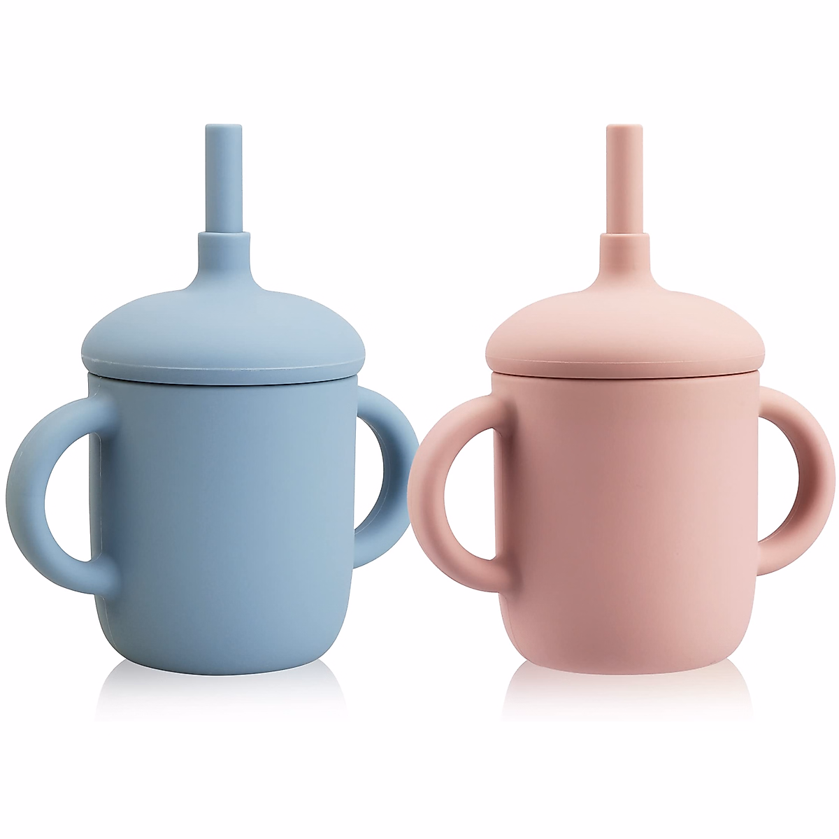 Mintlyfe Toddler Cups Silicone Training Sippy Cups with Straw Lid