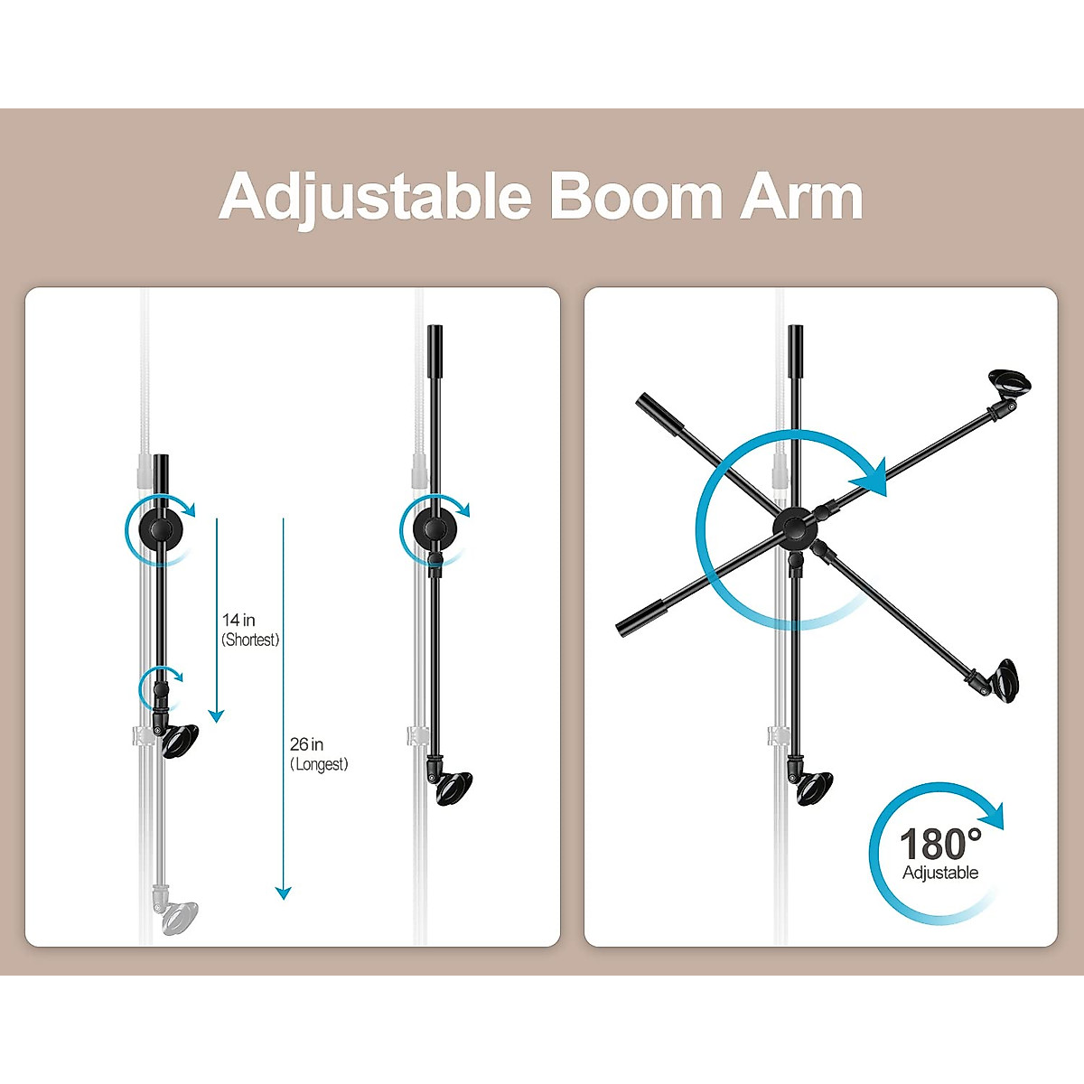 elitehood iPad Stand & Boom Mic Stand, Height Adjustable iPad Microphone Holder Stand, Tablet Microphone Tripod Stand for Singing, Compatible with iPad Pro Air Mini and 4-12.9’’ Phones & Tablets