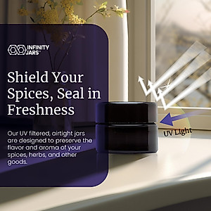 Infinity Jars Classic Black Glass Jar 15 ml (.5 fl oz) Ultraviolet Airtight Smell Proof, Refillable Container Screw top Jar for Long term storage Coffee Spices, Tea, Dried Goods Jar for Kitchen 3 Pack