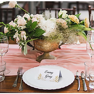 Gift Boutique 100 Pack Gold Leaf Place Cards Golden Leaves Seating Name Card Wedding Table Setting Folded Tent Cards for Baby Shower Weddings Holiday Tables Placement Party Decorations 2" x 3.5"