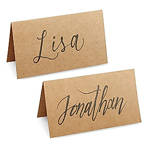 200 Pack Kraft Paper Place Cards for Table Setting, Blank Name Cards for Wedding Reception, Baby Shower, Graduation, Birthday, Table Numbers (3.5 x 2 In, Brown)