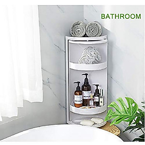 bretoes Multifunction Bathroom Kitchen Corner Locker Cosmetic Storage Rack Cabinet Storage Shelf Rotating Triangle Shelf