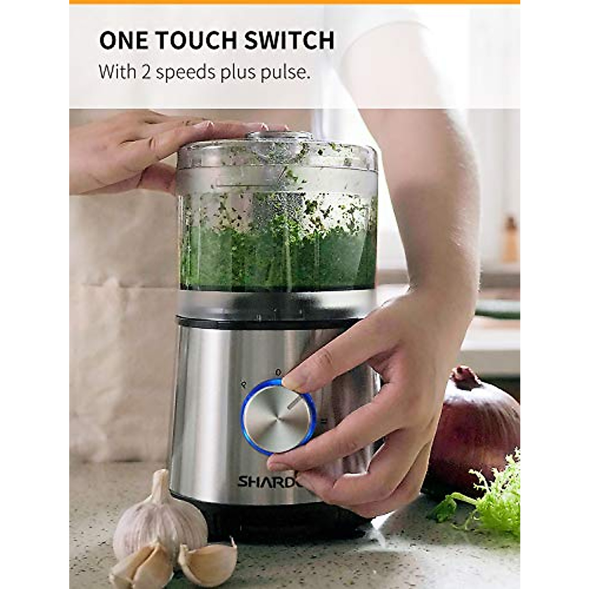 SHARDOR 3.5-Cup Food Processor Vegetable Chopper for Chopping, Pureeing, Mixing, Shredding and Slicing, 350 Watts with 2 Speeds Plus Pulse, Silver