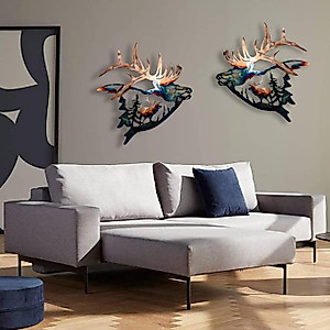 13inch Rustic Metal Elk Wall Decor for Room Home Deer Decor Western Gifts 2pcs