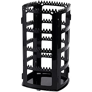 Sooyee 360 Rotating Earring Holder and Jewelry Organizer, 4 Tiers Jewelry Rack Display Classic Stand, 156 Holes and 160 Grooves for Necklaces Earrings Piercings, Black