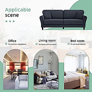 Vongrasig 87.4" Loveseat Sofa, Mid Century Modern Linen Fabric 3-Seater Love Seat Couch with Curved Armrest for Living Room, Bedroom, Apartment and Small Space (Dark Grey)