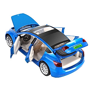 MYJJTYS Toy Car 1/32 Model 3 Metal Die Casting Pull Back Car for 3 4 5 6 7 Year Old boy Toy with Sound and Light,Blue