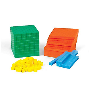 hand2mind Differentiated Plastic Base Ten Blocks Complete Set, Place Value Blocks, Counting Cubes, Base Ten Blocks Classroom Set, Math Blocks Kindergarten, Base 10 Math Manipulatives (Set of 121)