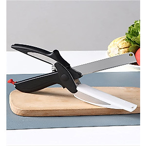 Food Cutter Smart Scissors, Salad Chopper Scissors Vegetable Scissors with Built-in Cutting Board Easy Cutting Suitable for You and Your Friends