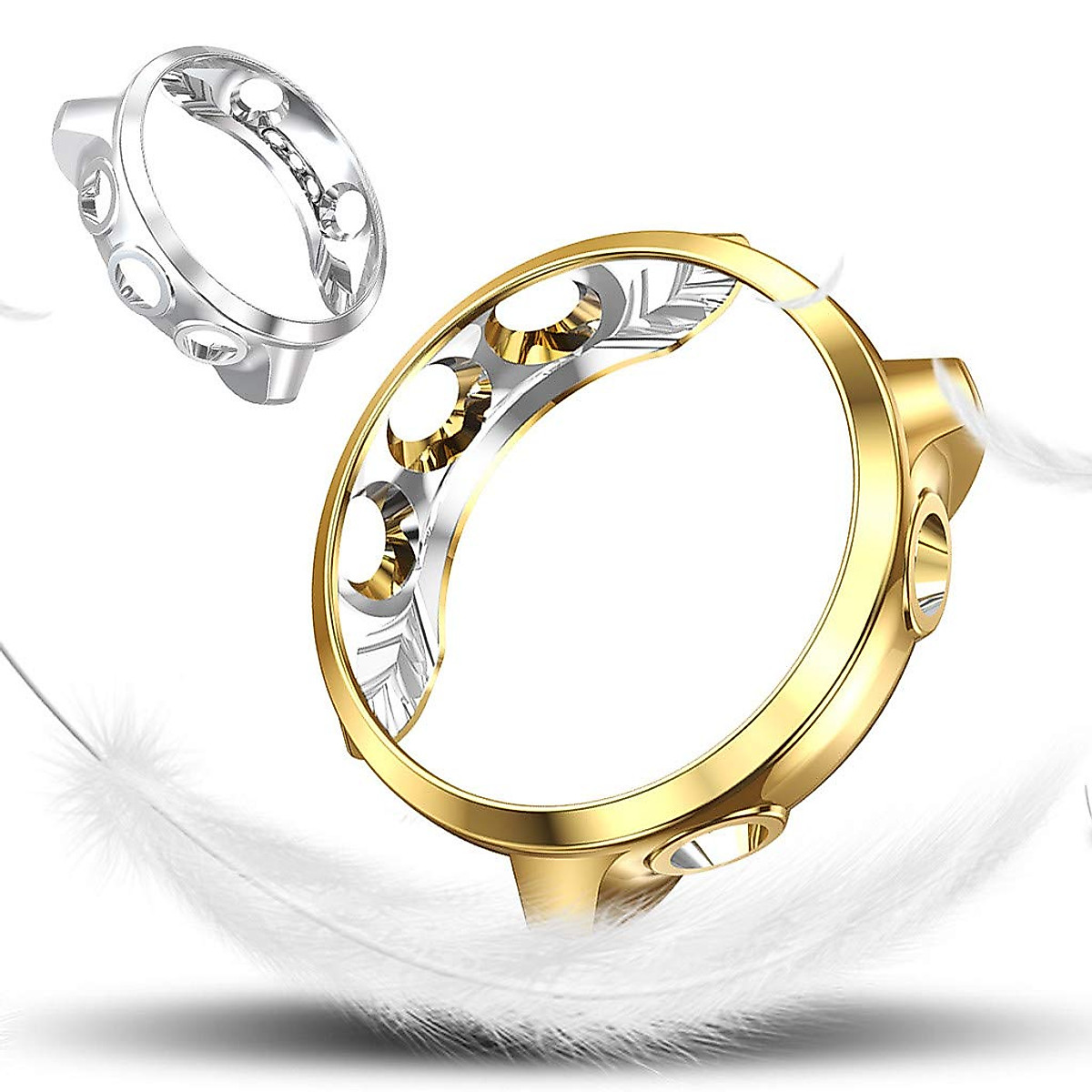 Shan-S Case for Garmin Forerunner 245/245M,Ultra-Slim Electroplate Transparent Soft TPU Protective Case Cover Replacement Plated Protect Shell Watch Accessories Bumper Frame