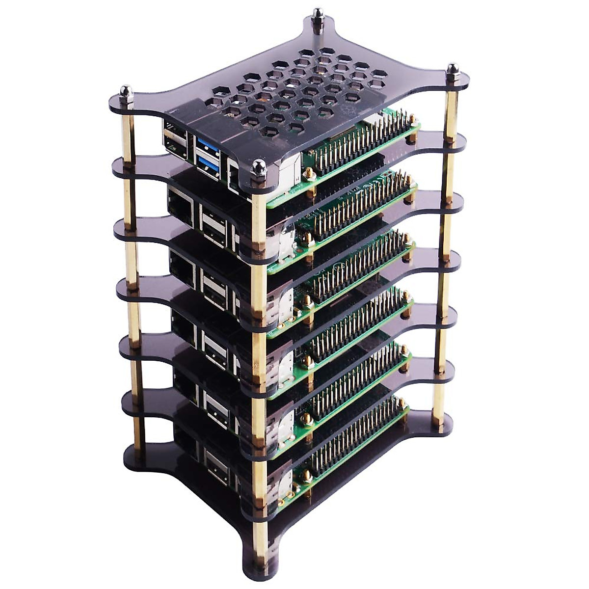GeeekPi 6-Layers Cluster Case for Raspberry Pi, Pi Rack Case with Raspberry Pi Heatsinks ...
