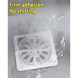 Disposable Shower Drain Hair Catcher, Shower Drain Mesh Stickers, Floor Drain Sticker, Sewer Hair Blocking Stickers Hair Strainer for Bathroom, Laundry, Bathtub, Kitchen, Sink. 30 PCS.