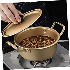 KICHOUSE Instant Noodle Pot Ramen Pot with Lid Metal Cooking Utensils Korean Pots for Cooking Soup Cooker Korean Ramen Pot with Lid Ramyun Pot Ramen Cooking Utensils Small Pot Ramen Cooker