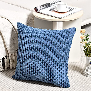 Fancy Homi 2 Packs Dusty Blue Decorative Throw Pillow Covers 18x18 Inch for Couch Bed Sofa, Modern Farmhouse Boho Home Decor, Soft Cute Plush Corduroy Cushion Case 45x45 CM