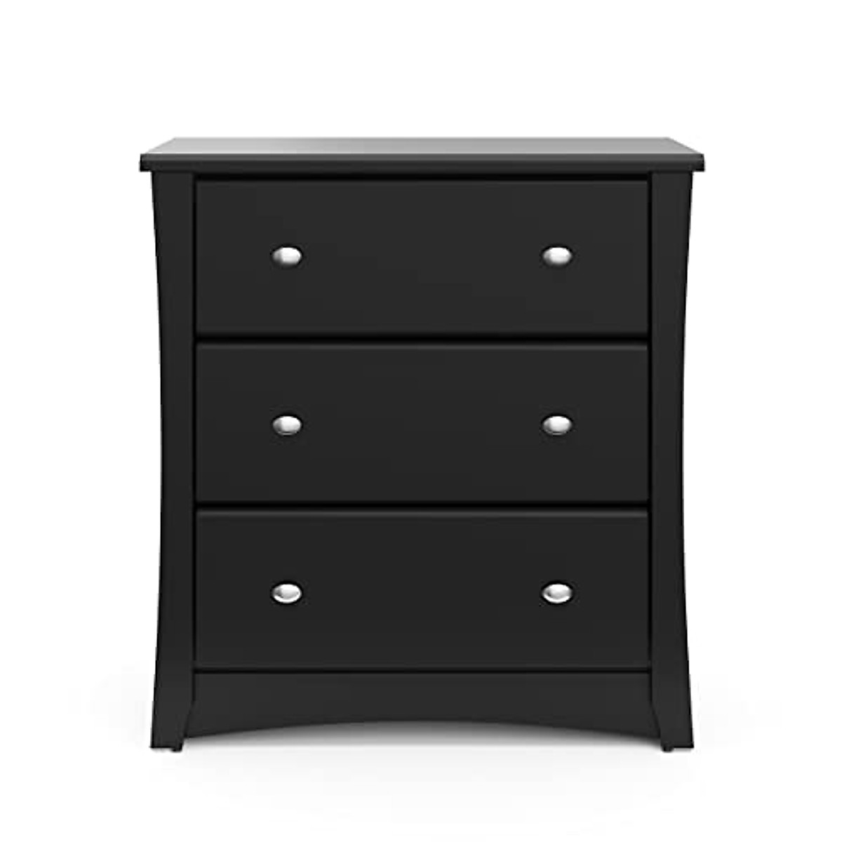 Storkcraft Crescent 3 Drawer Dresser (Black) – Baby and Kids Bedroom Organizer, Nursery Chest, Storage Dresser With Drawers, Universal Design