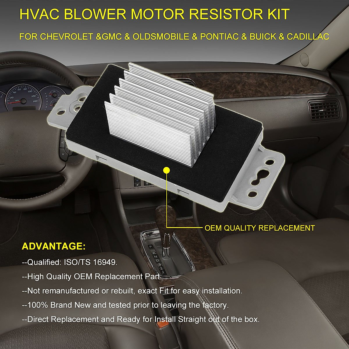 15-81773 HVAC Fan Blower Motor Resistor Kit with Harness Compatible with Chevy Silverado Tahoe Suburban Avalanche Trailblazer GMC Sierra Envoy Yukon XL Replaces 89018778, 89019351, 19260762, RU-631