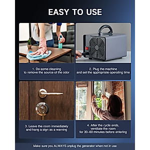 CREWORKS Ozone Generator, 35000 mg/h High Capacity Ozone Machine for Car Home Smoke Pet Odor Removal, Commercial Ozone Odor Eliminator Air Purifier with Timer Display for 3200 sq ft Room, Black