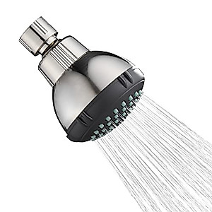 HBGEWO High Pressure Shower Head 3 Inches Anti-clog Anti-leak Fixed Showerhead Chrome with Adjustable Swivel Brass Ball Joint,Brushed Nickel