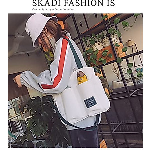 JBB Canvas Tote Bag for Women Crossbody Shoulder Handbags Teen Girl Cute Casual School Bag with Zipper