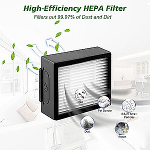 CTIOAOS 9pc Replacement Parts Accessories for iRobot Roomba i3 i3+ i4 i6 i6+ i7 i7+ i8 i8+/Plus E5 E6 E7 J7 I,E &J Series Vacuum Cleaners, 1 set of Roller Brushes & 4 HEPA Filters & 4 Side Brushes