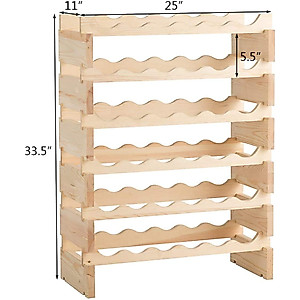 HAPPYGRILL Wood Wine Rack 36 Bottle Stackable Storage Stand Wine Display Shelves