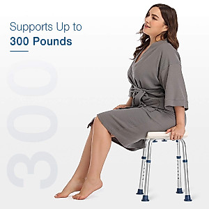 GreenChief Shower Chair for Inside Shower, Narrow Shower Stool Adjustable Bath Seat, Medical Bathtub Stool Small Shower Bench for Elderly, Senior, Handicap, Disabled (300 LBS)