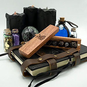 TINY GREMLIN – Cherry Wood Single Set Dice Storage Case with Magnetic Lid - Box Holds 7 Polyhedral (Metal, Resin, or Plastic) Dungeons and Dragons (DND-D&D) Role Playing Games (RPGs) Pathfinder etc.