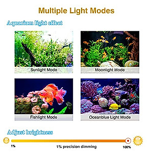 hygger 40W LED Aquarium Light, Smart APP Control Fish Tank Light with Adjustable RGB LEDs, 24/7 Sunrise-Daylight-Moonlight, DIY Mode, Clip On Light with Timer, Brightness and Kelvin Adjustable
