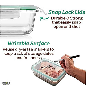 Fusion Gourmet 9 cup - 72oz X-Large Glass Food Storage Containers with Lids - Medium and Small Baking Containers, Leakproof, Airtight