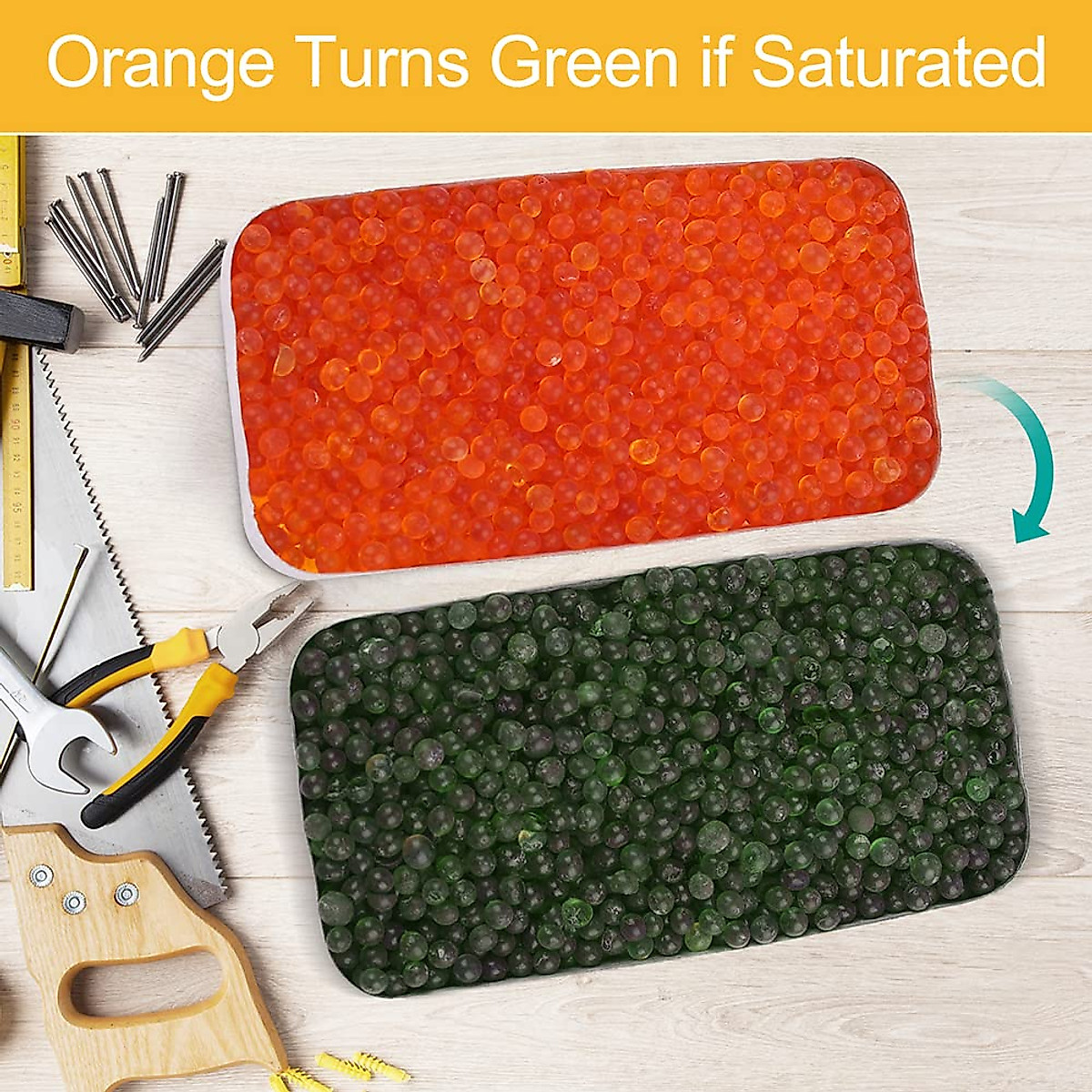 4 Packs 40Gram Indicating Silica Gel Desiccant Canister (Orange to Dark Green), Reusable Dehumidifier Desiccant, Moisture Absorbing, No Cobalt II Chloride