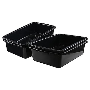 DynkoNA 4 Packs Plastic Utility Bus Box, 32 Liter Bus Tub Commercial Wash Basin Tote
