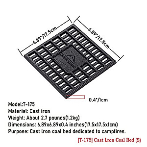 Campingmoon Cast Iron Grate, Charcoal Grate, Grill Tool, Application Barbecue Cooking Stove/Garden/Camping, T-175