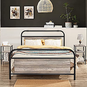 TUTOTAK End Table, Tall Side Table, End Table with Storage Shelves, 3-Tier Slim Table, Steel Frame, for Living Room, Study, Bedroom TB01BG018