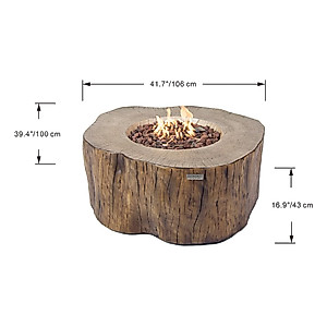 Manchester Concrete Fire Pit 42" x 39" Outdoor Patio Firepit Includes Lava Rocks Modern Fire Pits & Outdoor Fireplaces for Garden, Deck, Indoor & Outdoor Heating