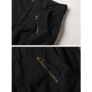 AKARMY Men's Casual Cargo Pants Military Army Camo Pants Combat Work Pants with 8 Pockets(No Belt) Black 32