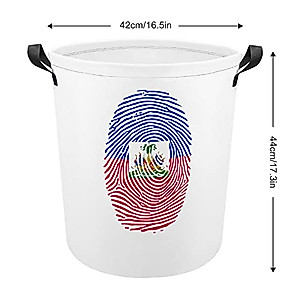Haitian Finger Print Large Laundry Basket Hamper Bag Washing with Handles for College Dorm Portable