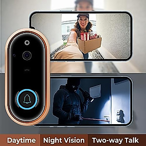 Atopskins Ring Video Doorbell Camera Wireless, 1080P Door Bell Cameras Wireless with Buzzer, AI Smart Human Detection, 2-Way Audio, Voice Changing, 1080P Night Vision, Cloud Storage, Alert, SMS Push