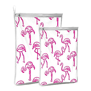 Flamingo Pink Laundry Bags Mesh Wash Bags Set of 2 Delicates Bag for Washing Machine Mesh Laundry Bag for Bra Shoe Lingerie Travel Laundry Dorm Room Essentials