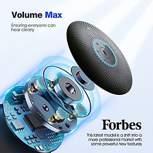 Bluetooth Speakerphone - EMEET M2 Max 48kHz Professional 4 HD Mics Conference Speaker up to 15 People, VOICEIA Noise Reduction & Enhanced 360° Voice Pickup, USB Dongle Daisy Chain For Home Office Gray