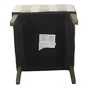 HomePop Velvet Swoop Arm Accent Chair, Grey Awning Stripe