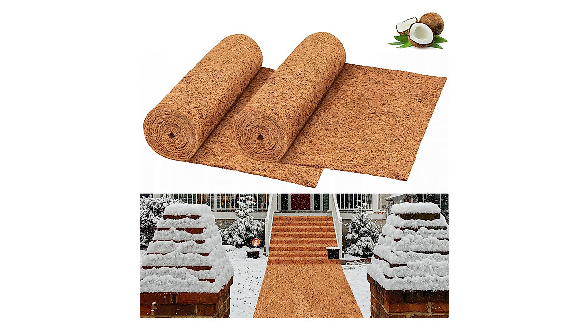 Riare 2 Pack No-Slip Ice & Snow Coir Mats for Winter Safety