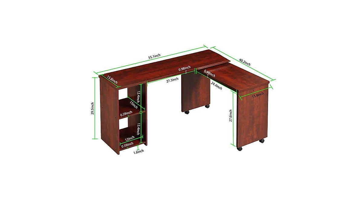 DOSLEEPS 360° Rotating L-Shaped Desk - Modern, Versatile