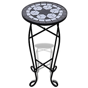 Gecheer Mosaic Side Table Plant Table Black White