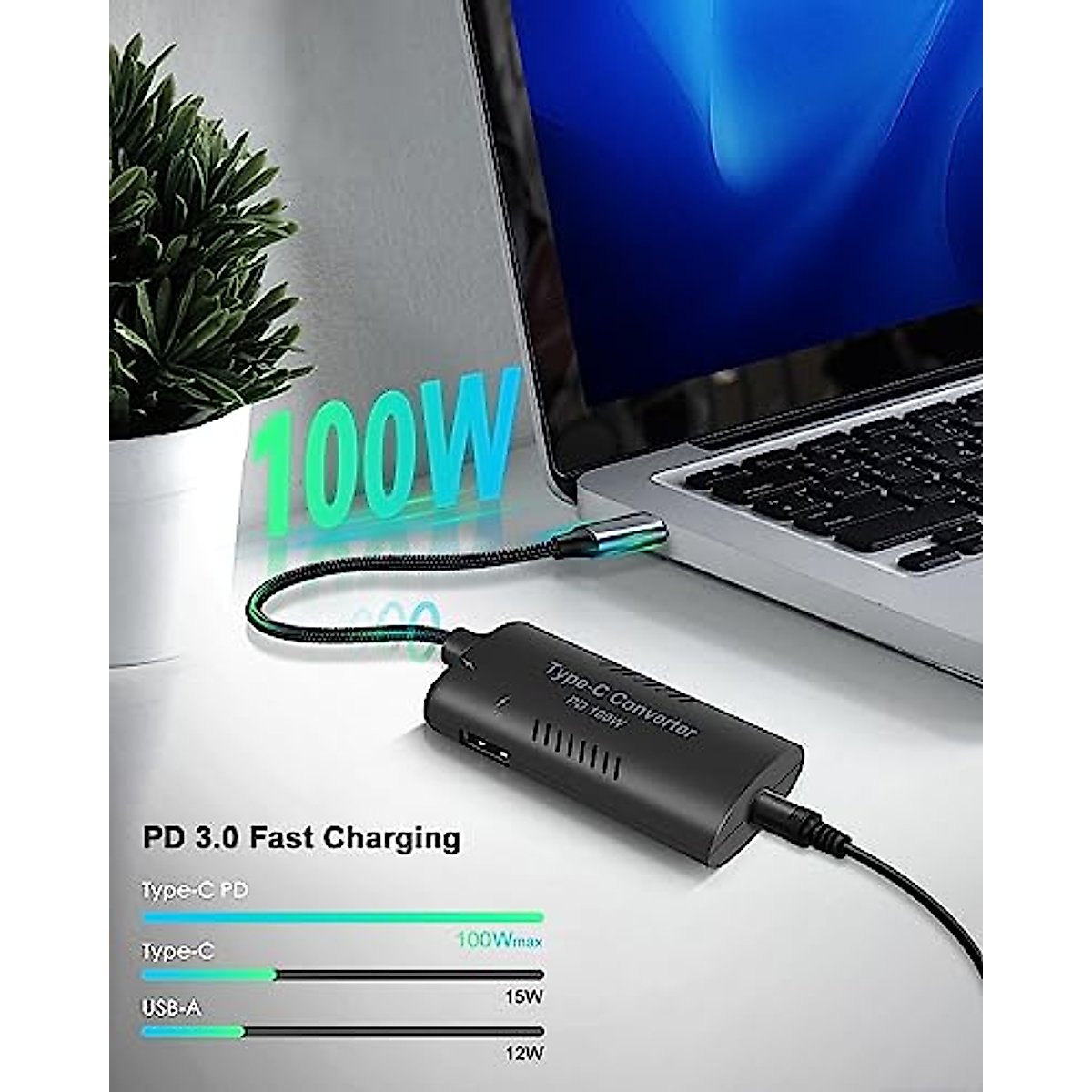 SHNITPWR 100W PD Type C to USB C Adapter, 5V-20V Input to 100W Output, Converts Regular Power Supplies into Fast Chargers
