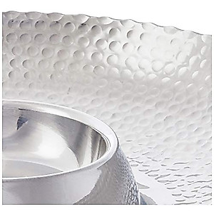 KINDWER Hammered Aluminum Chip and Dip Bowl, 16-Inch, Silver