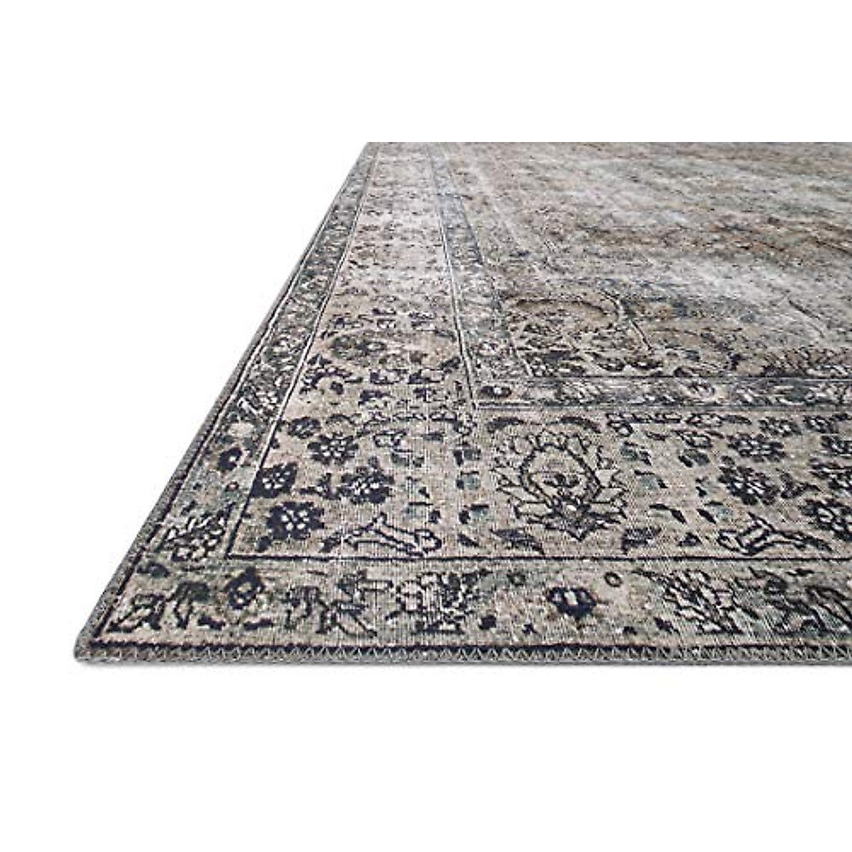 Loloi LAYLA Collection, LAY-06, Taupe/Stone, 9'-0" x 12'-0", 13" Thick, Area Rug, Soft, Durable, Vintage Inspired, Distressed, Low Pile, Non-Shedding, Easy Clean, Printed, Living Room Rug