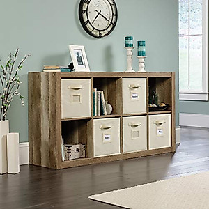 Sauder Stow-Away 8-Cube Organizer, L: 30.91" x W: 15.39" x H: 57.87", Lintel Oak Finish